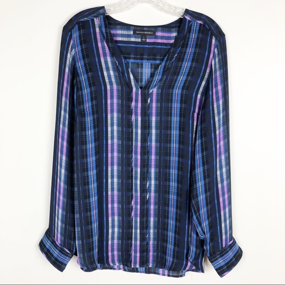 Banana Republic | Tops | Banana Republic Amelia Popover Blue Purple ...